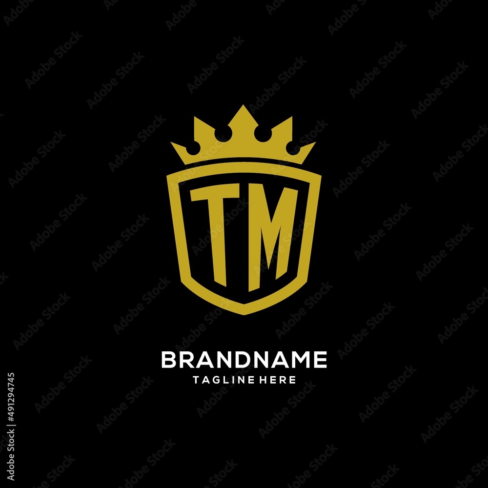 Initial TM logo shield crown style, luxury elegant monogram logo design ...