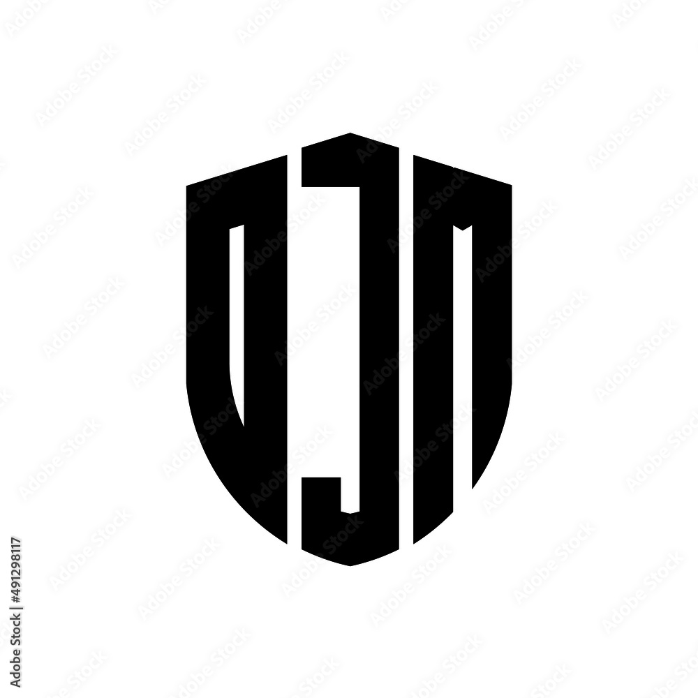 DJM letter logo design. DJM modern letter logo with black background ...