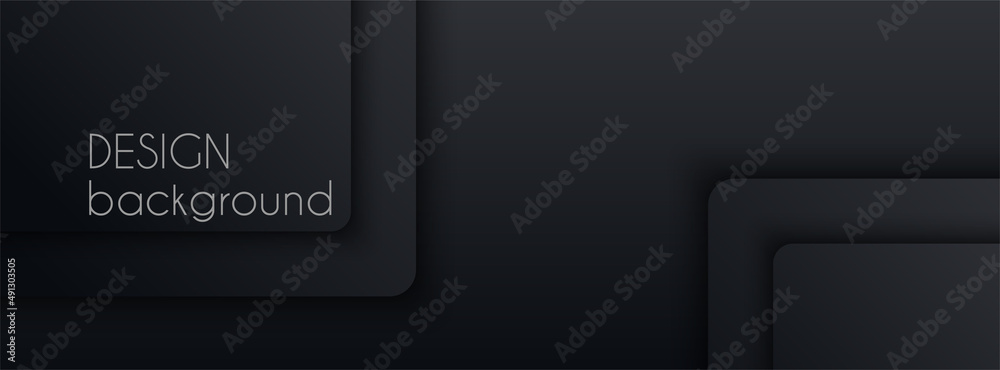 Black abstract vector long banner. Minimal dark gradient background ...