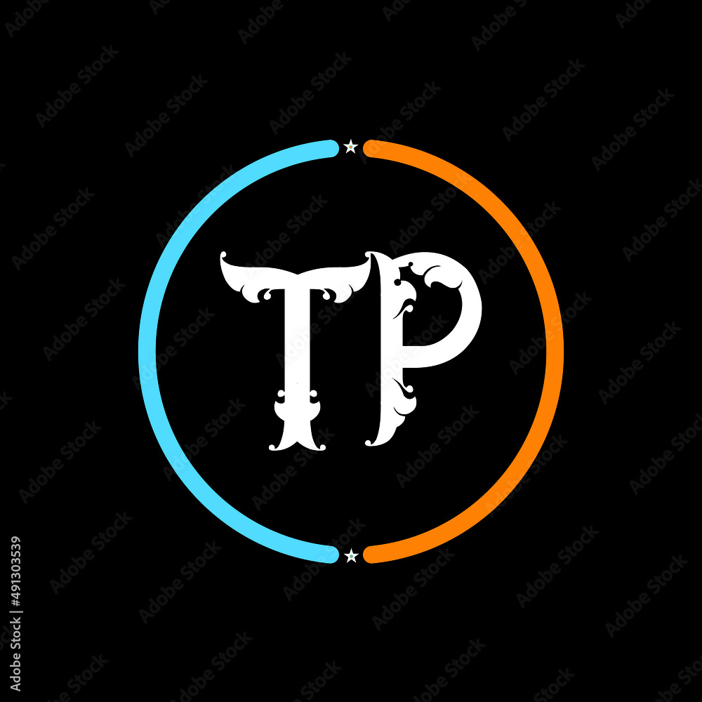 TP Letter Logo design. black background. Stock-Vektorgrafik | Adobe Stock