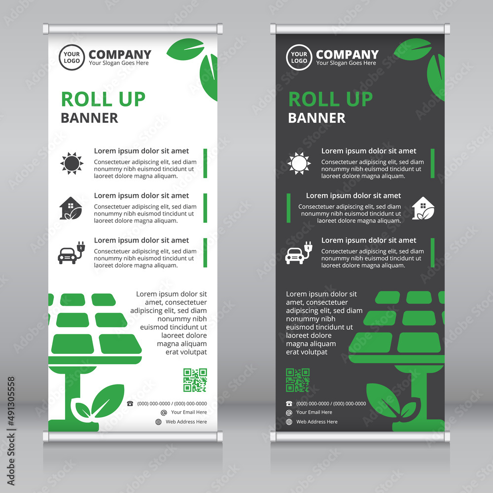 Eco friendly themed modern roll up banner template, Standee template, X-banner template, Flag ...