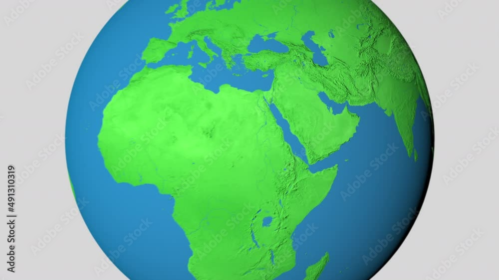 Seamless looping animation of the earth zooming in to the 3d map of ...