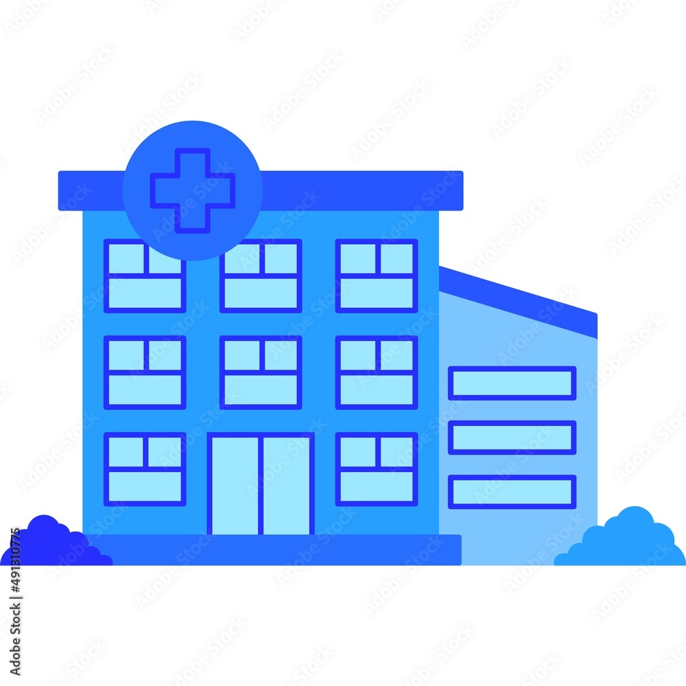 Hospital building icon clinic exterior flat vector Stock Vector | Adobe ...