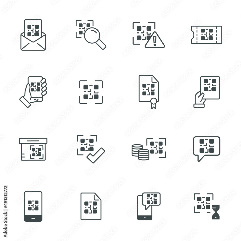 QR Code icons set . QR Code pack symbol vector elements for infographic ...