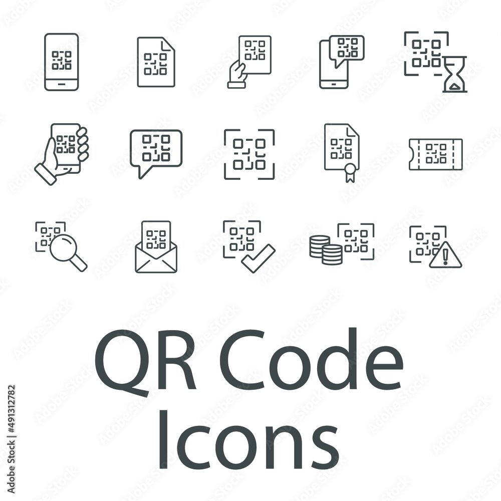 QR Code icons set . QR Code pack symbol vector elements for infographic ...