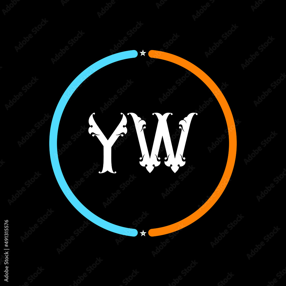 YW Letter Logo design. black background. Stock Vector | Adobe Stock