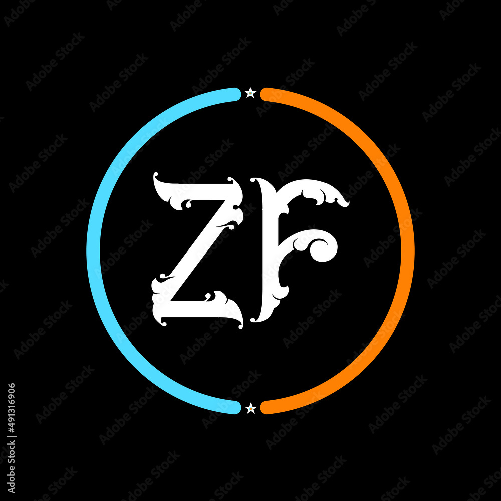 ZF Letter Logo design. black background. Stock Vector | Adobe Stock