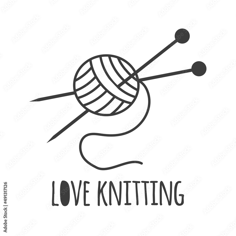 Icon ball of yarn for knitting and knitting needles. Vector ...