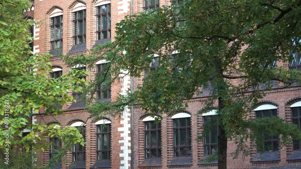 The Art Academy of Latvia red brick building facade. A house built in ...