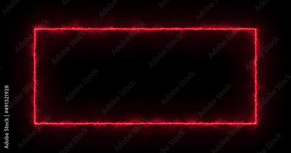 Fiery red rectangle on a black background. Abstract rectangle, sun ...