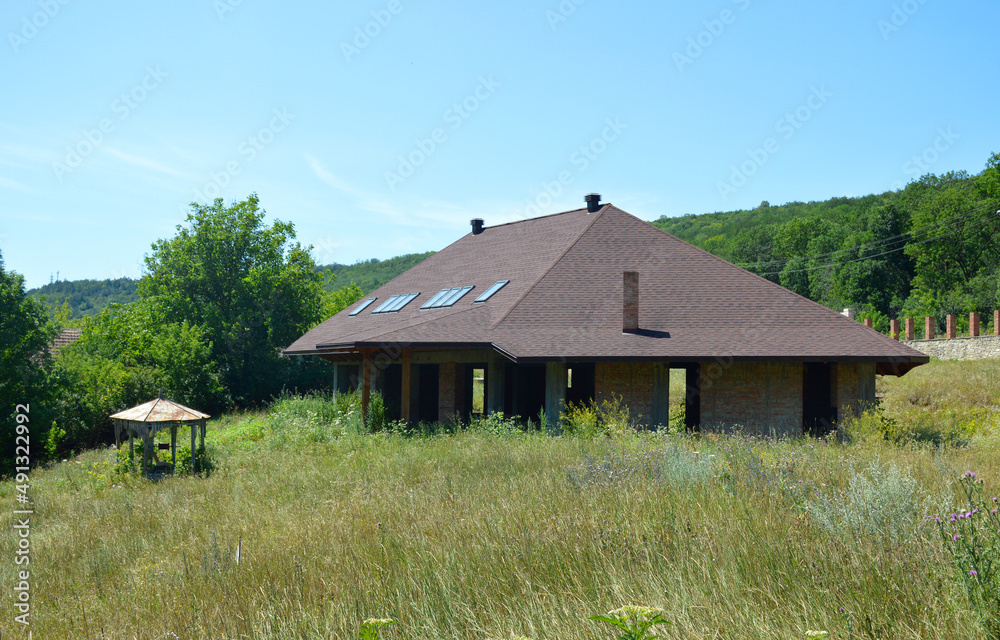 abandoned construction of country modern house. Cottages, townhouses ...