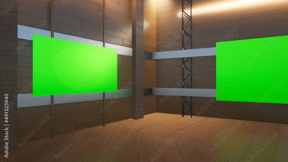 virtual studio set with green screen shot 3d illustration Stock ...