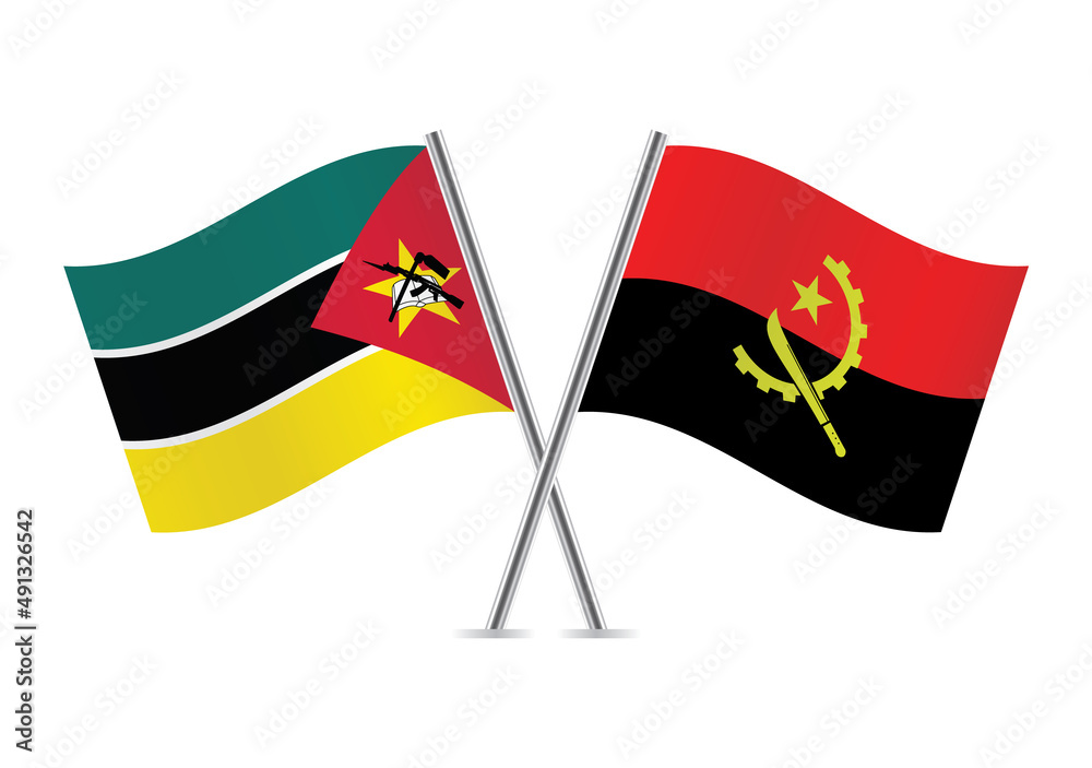Vecteur Stock Mozambique and Angola crossed flags. Mozambican and ...