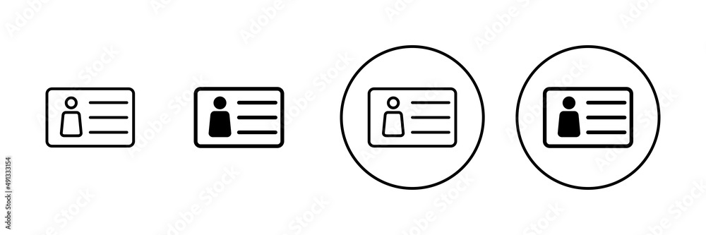 License icons set. ID card icon. driver license, staff identification ...