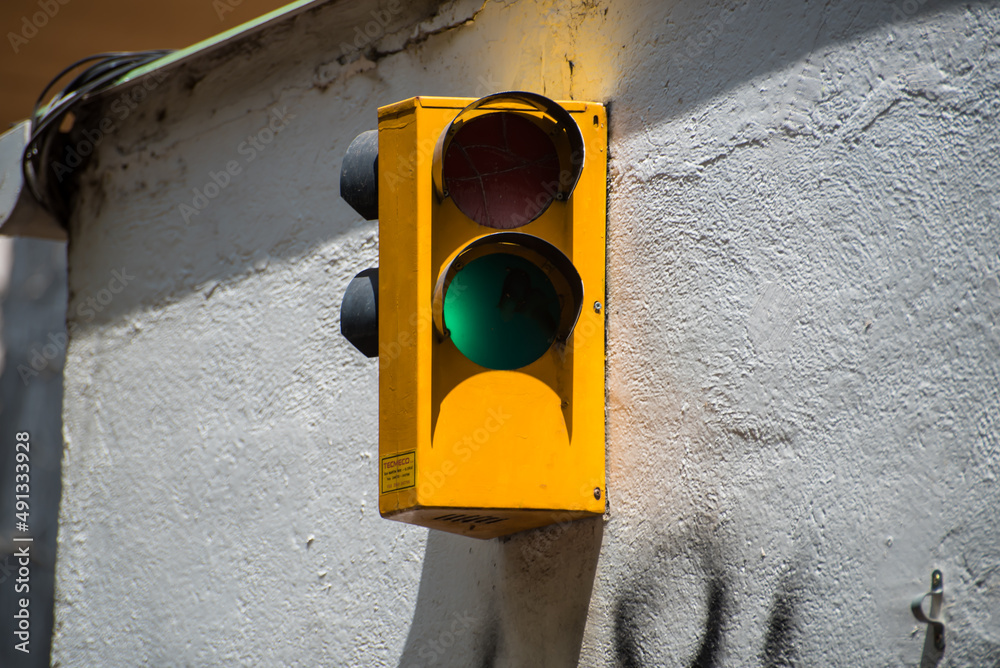traffic light of a parking lot indicating that no vehicle leaves Stock ...
