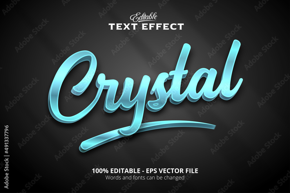Editable text effect, Black background, Crystal text Stock Vector ...