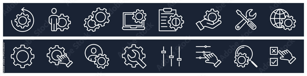 set of Setup and Settings elements symbol template for graphic and web ...