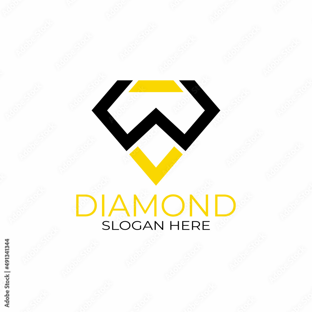 Letter w Diamond Logo Design with Line Art Style. Design Concept, Logos ...