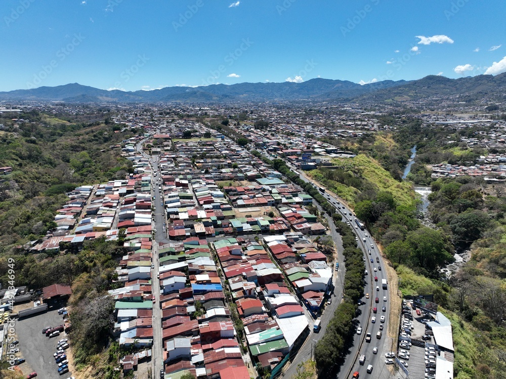 Aerial View of Alajuelita, Hatillo and San Jose - Costa Rica with the ...