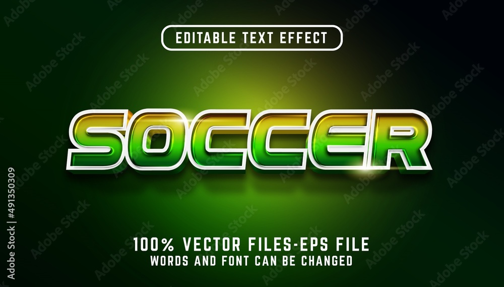soccer 3d text effect. editable text with glossy style premium vectors ...
