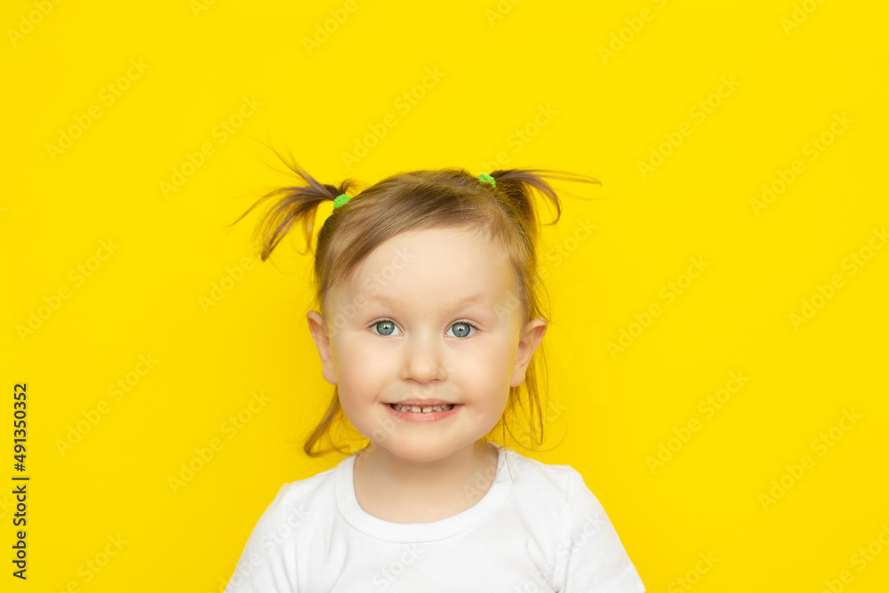 Little girl kid is discontent and frowning her face with disgust Stock ...
