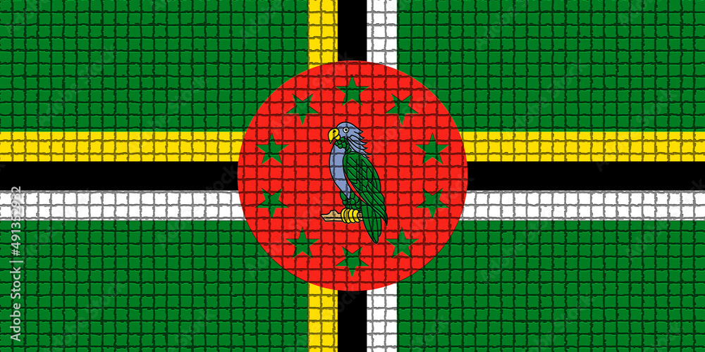 Dominica flag. DM national logo. Dominica patriotism symbol. State ...