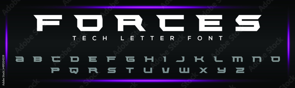 FORCES minimal tech and original font letter design. modern tech vector ...