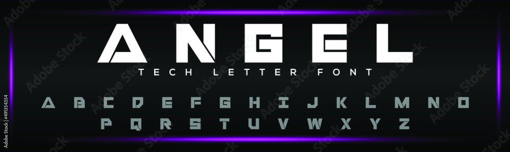 ANGEL minimal tech and original font letter design. modern tech vector ...