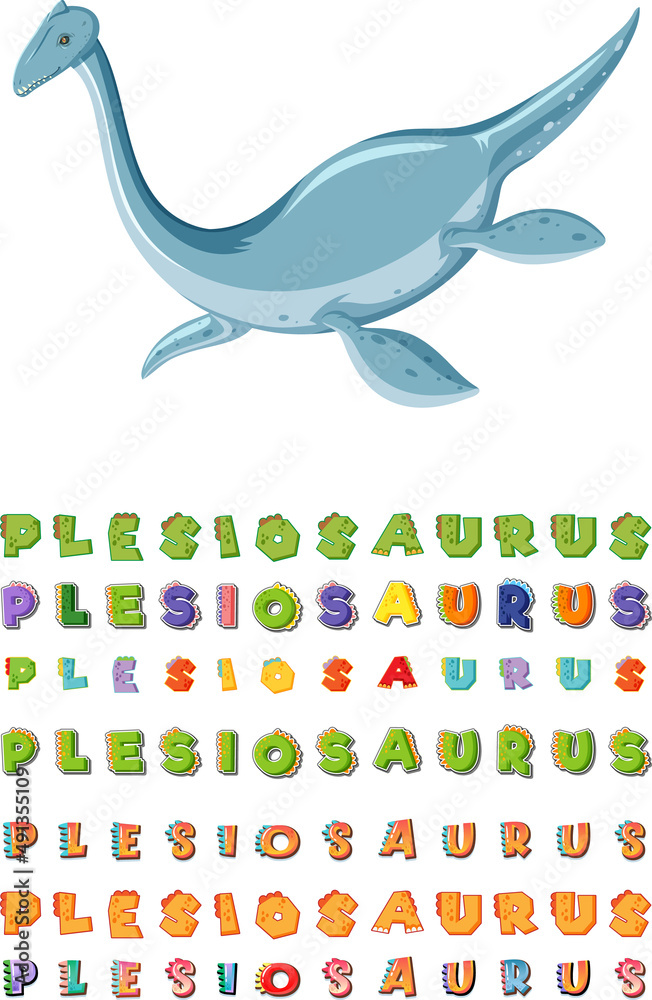 Font design for plesiosaurus Stock Vector | Adobe Stock