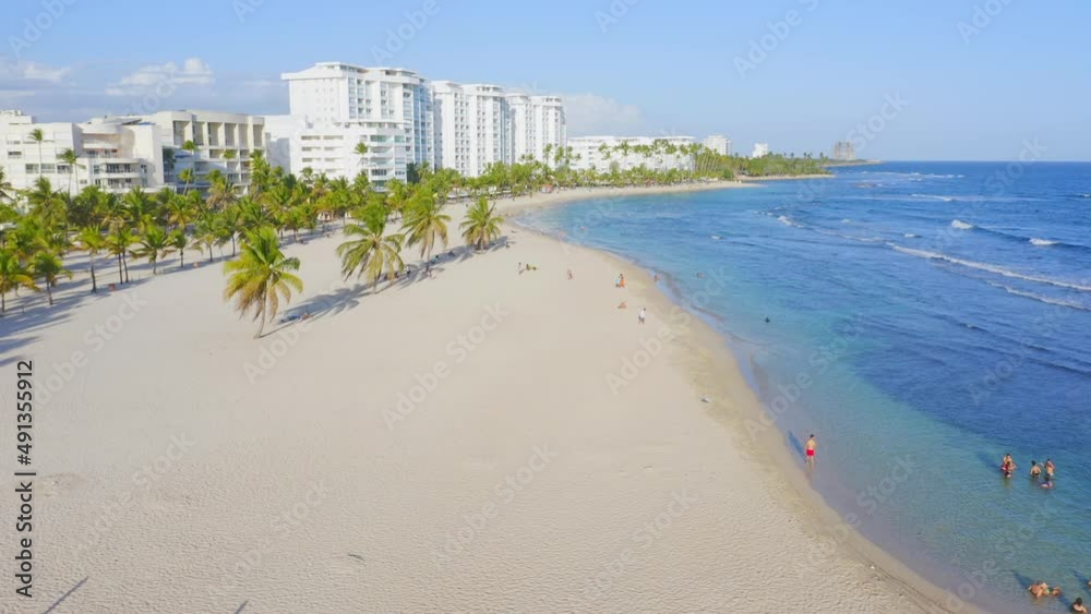 Tropical Playa Hemingway with palms next to azure blue Caribbean ...