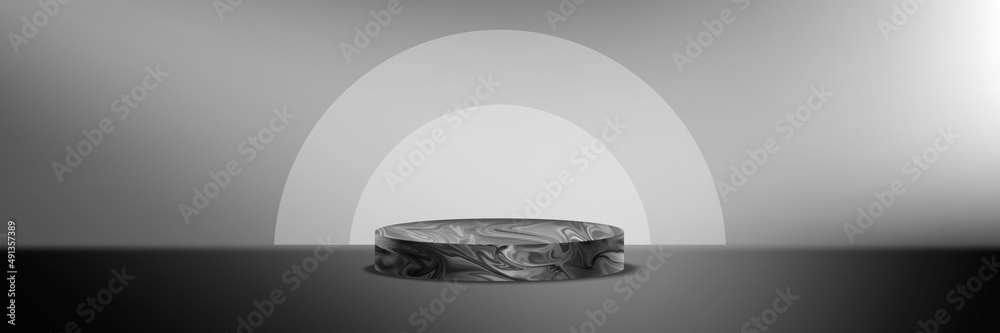 Vector realistic podium platform with marble texture and dark colors in ...