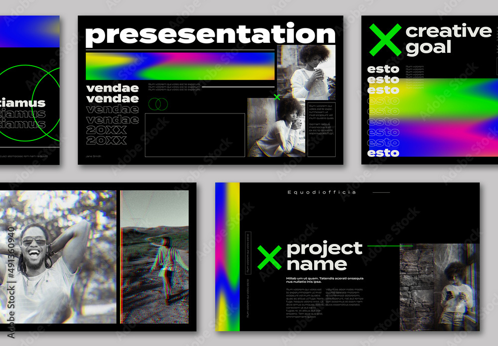 Black Presentation Layout with Gradient Accent Stock Template | Adobe Stock