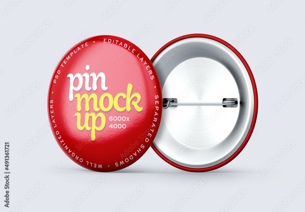 Modelo de Pin Button Mockup do Stock | Adobe Stock