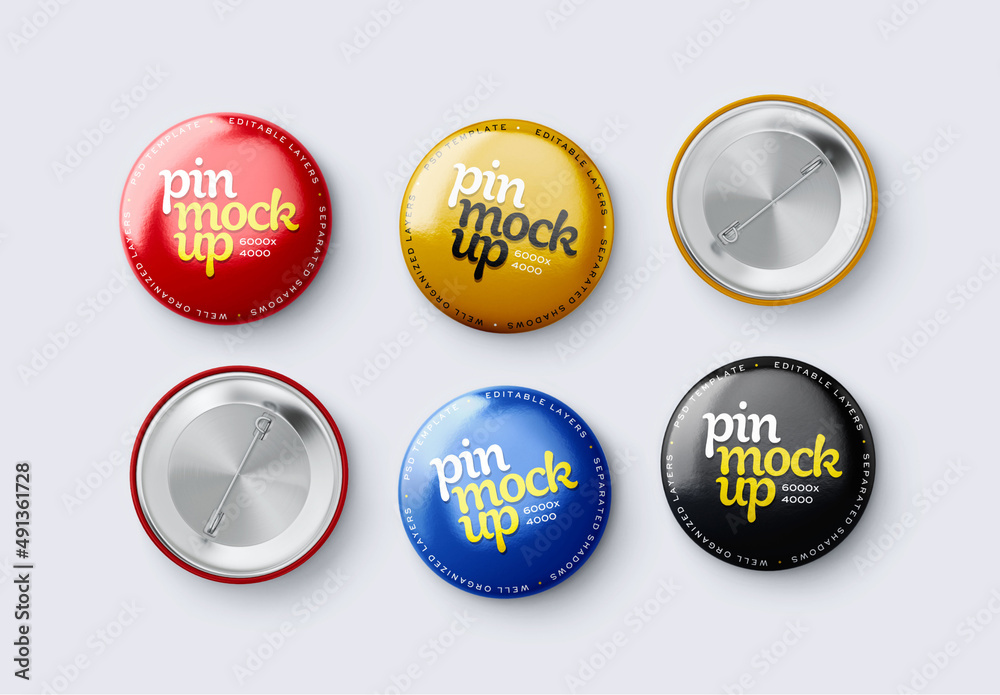 Pin Button Mockup Stock Template | Adobe Stock