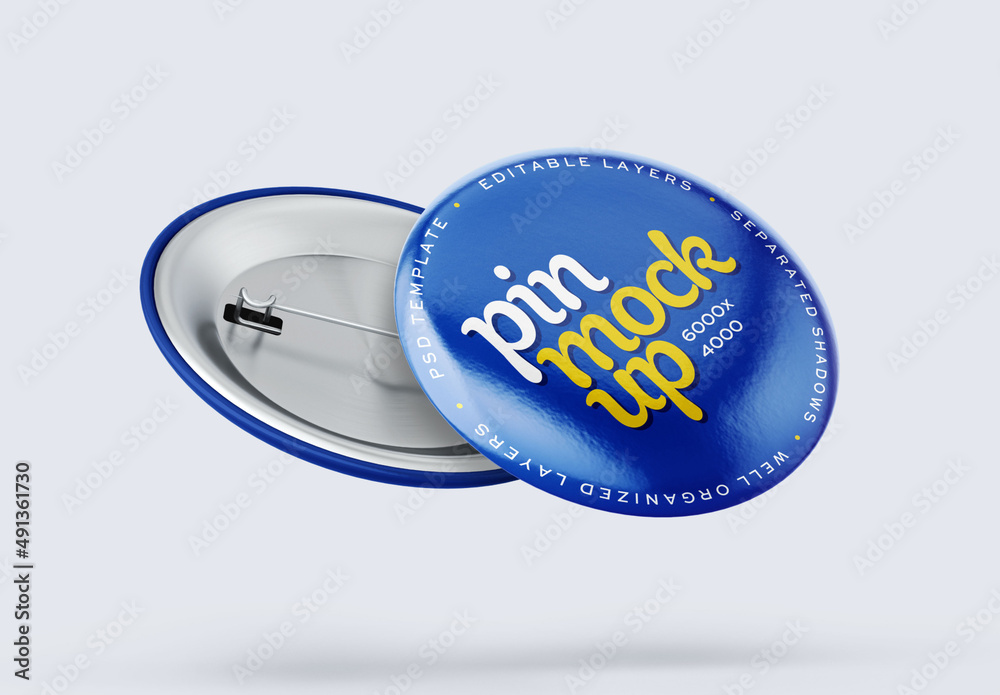 Pin Button Mockup Stock Template | Adobe Stock