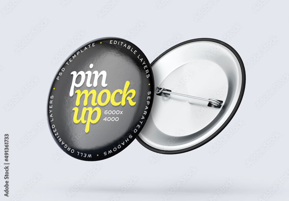 Pin Button Mockup Stock Template | Adobe Stock