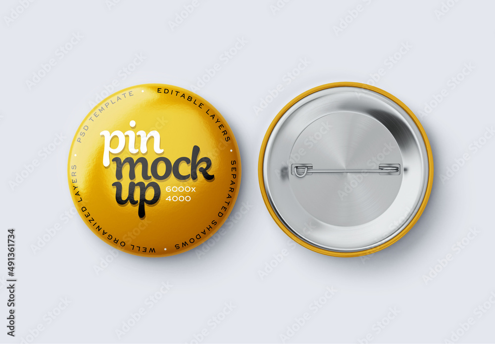 Pin Button Mockup Stock Template | Adobe Stock