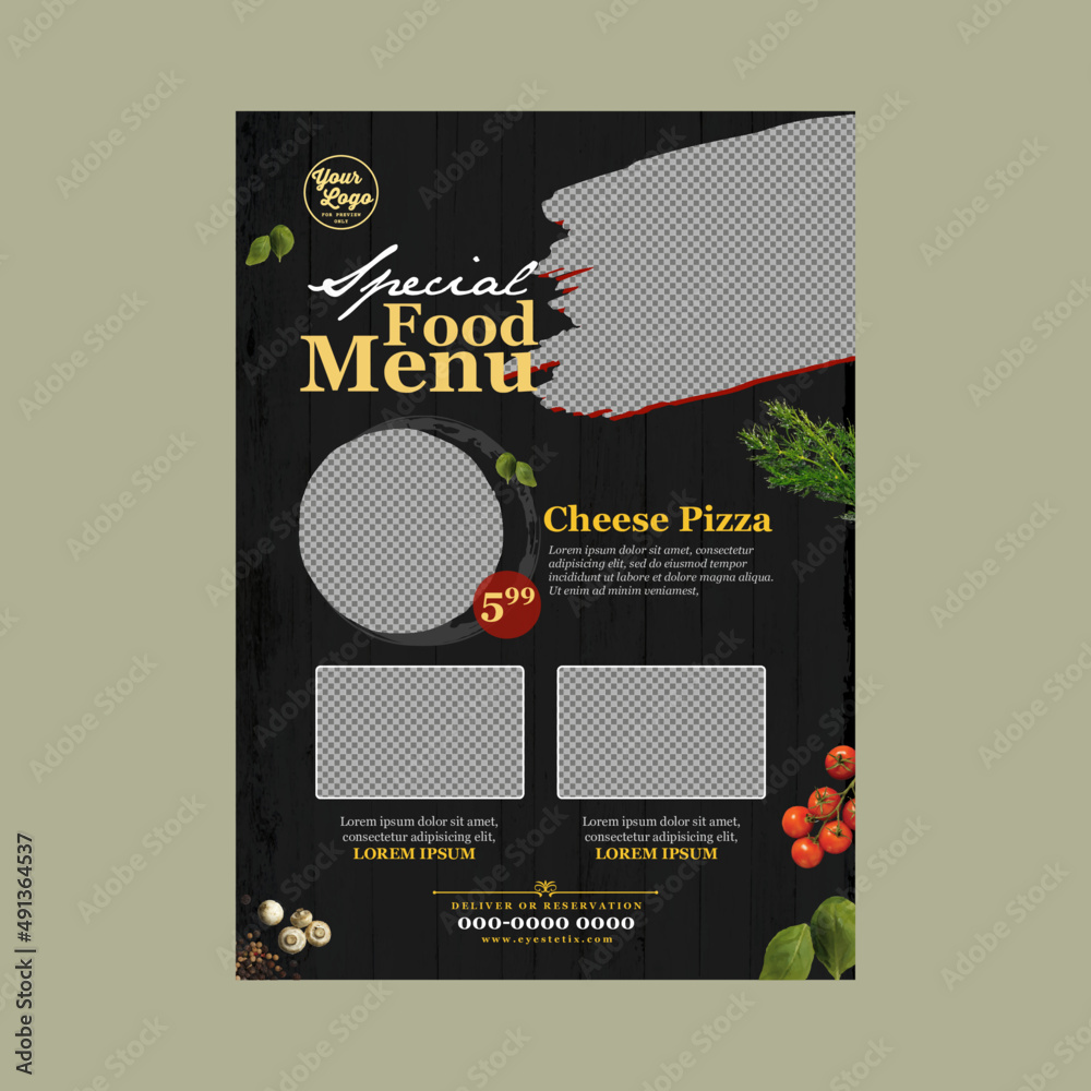 Vintage Style One Page Restaurant Food Menu Template Stock Vector ...