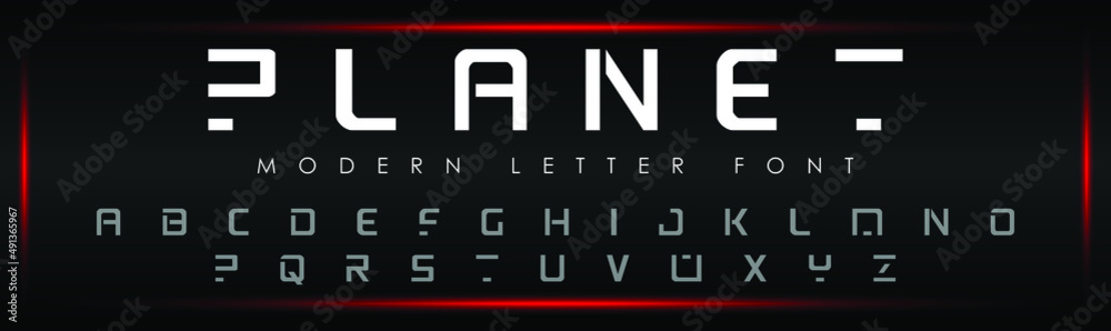 PLANET luxury abstract tech science alphabet font. digital space ...