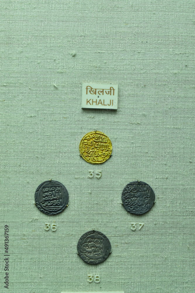 New Delhi, India - August 25, 2019: Antique Mughal Currency Displayed ...