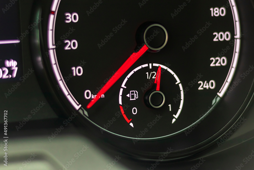 car. the dashboard. engine coolant temperature indicator. close-up ...
