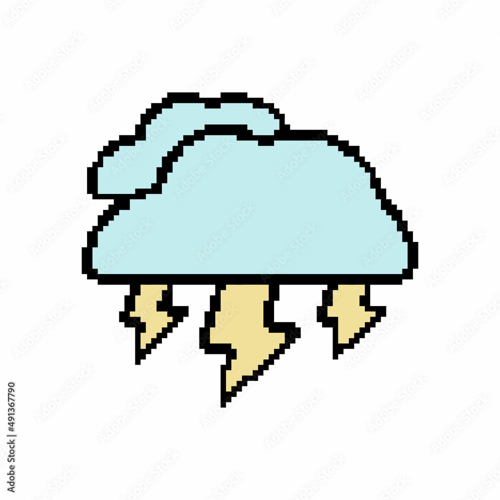 Lightning pixel art for games and applications Stock Vector | Adobe Stock