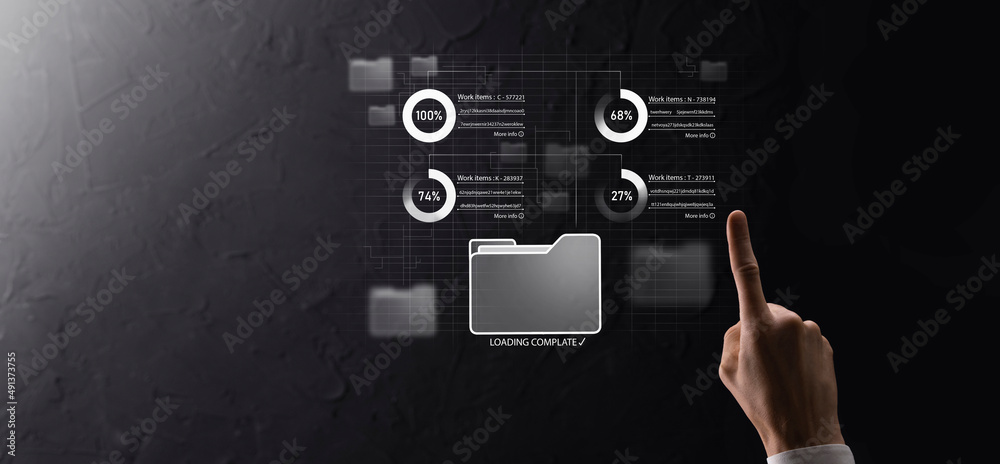 Business developer hand using board framework on virtual modern ...