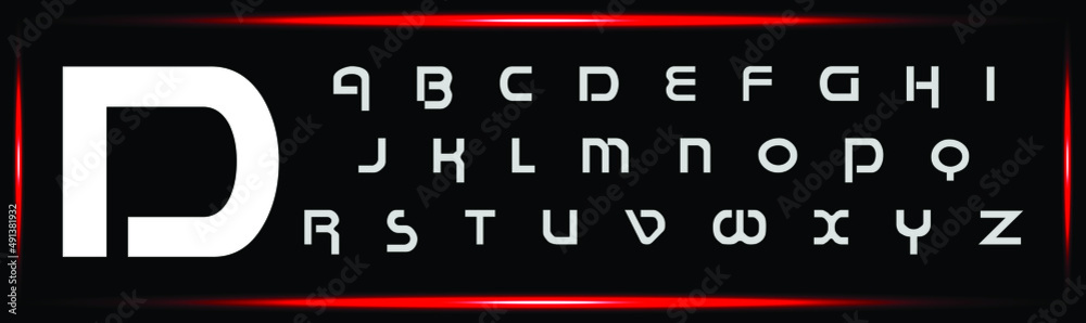 D tech minimal elegant font creative modern alphabet. Tech letter set ...