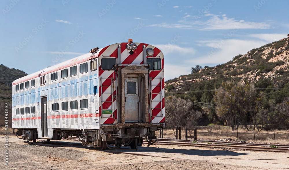 antique double deck passenger coach from the sixties sits abandoned in ...