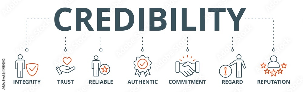 Credibility banner web icon vector illustration concept with icon of ...