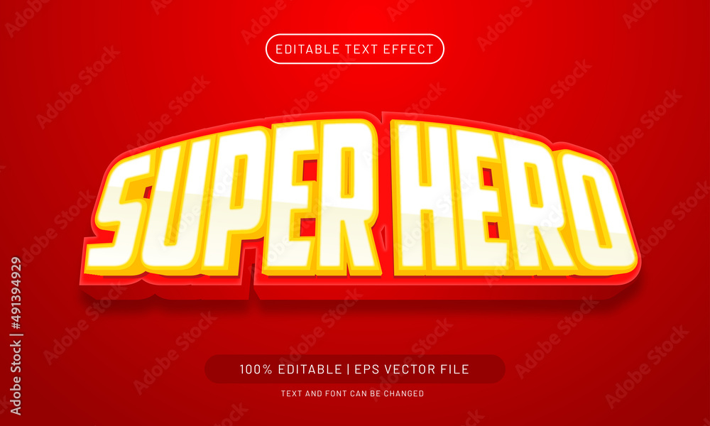 3d superhero text effect design Premium Vector Stock Vector | Adobe Stock