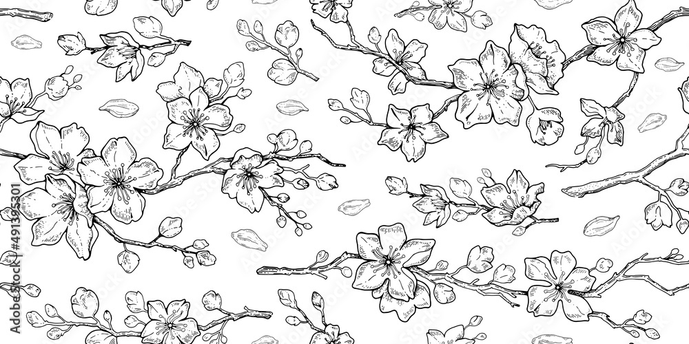 Cherry Blossom Branch Pattern