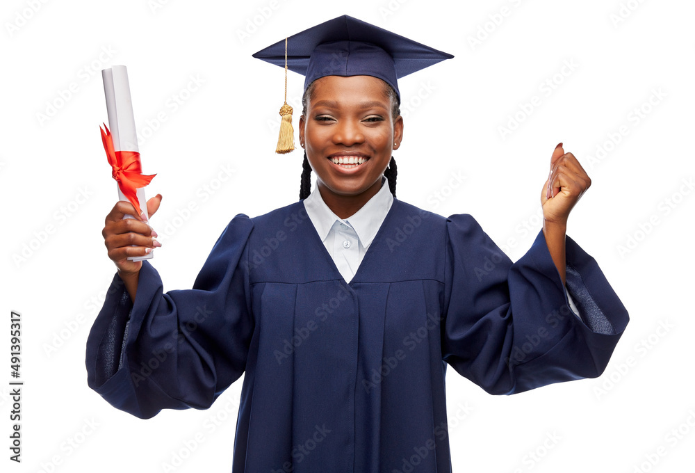 education, graduation and people concept - happy graduate student woman ...
