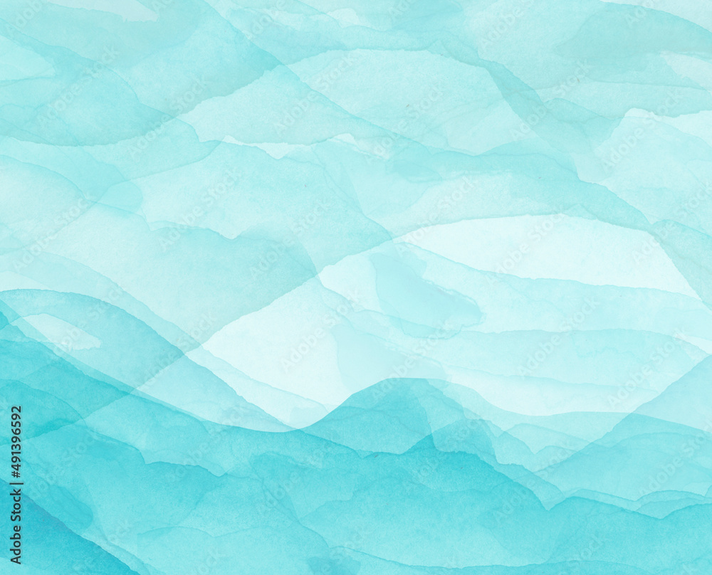 Watercolor line of blue paint, splash, smear, blot, abstraction. Used ...